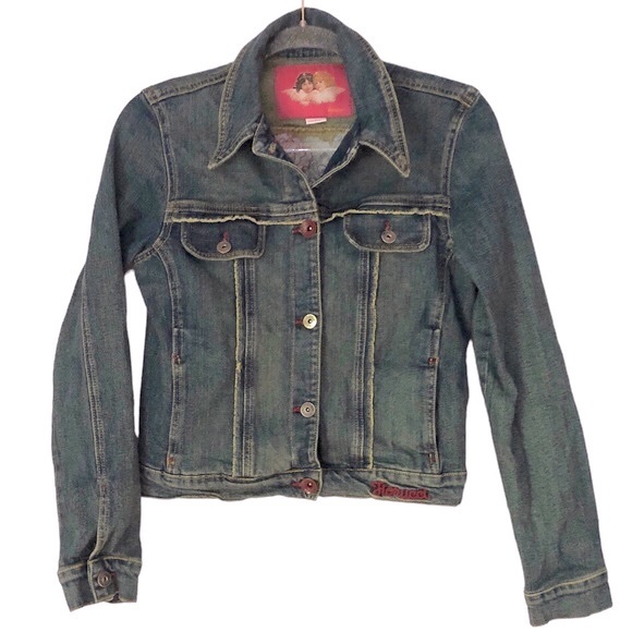 Fiorucci | Jackets & Coats | Fiorucci Vintage Floral Embroidered Denim ...